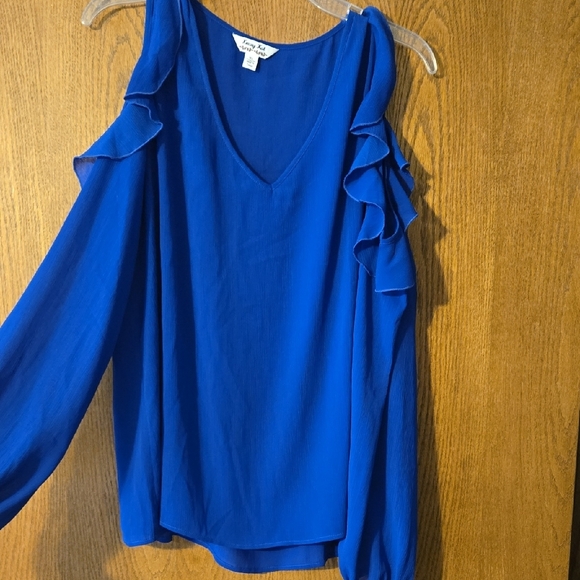 krazy kat | Tops | Cold Shoulder Blue Top | Poshmark